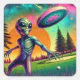 Alien Throwing Disc Golf Square Sticker | Zazzle
