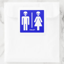 Alien Toilet Square Sticker | Zazzle