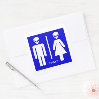 Alien Toilet Square Sticker | Zazzle