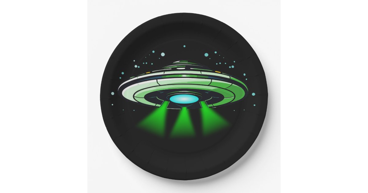Alien UFO Abduction Spaceship Birthday Party Paper Plates | Zazzle
