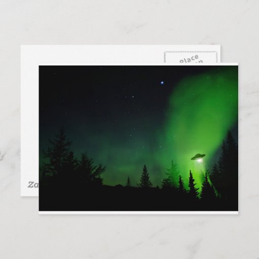 Alien UFO in Alaskan Sky Postcard | Zazzle