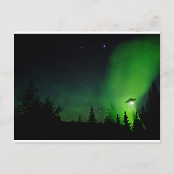 Alien UFO in Alaskan Sky Postcard | Zazzle.com