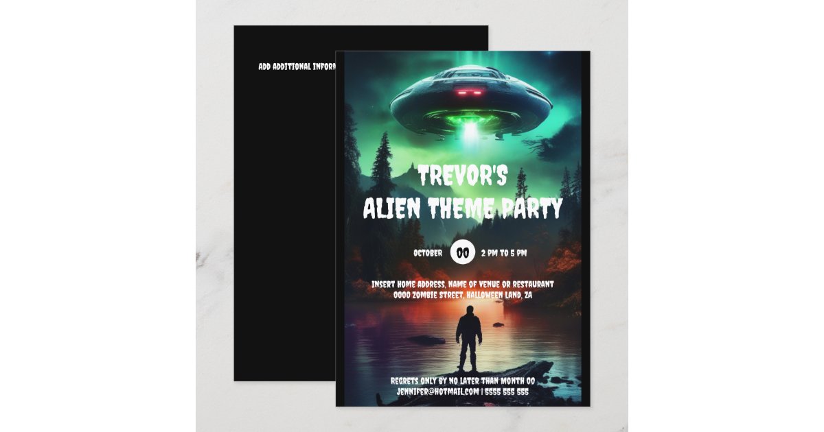 Alien UFO invasion birthday theme party Invitation | Zazzle