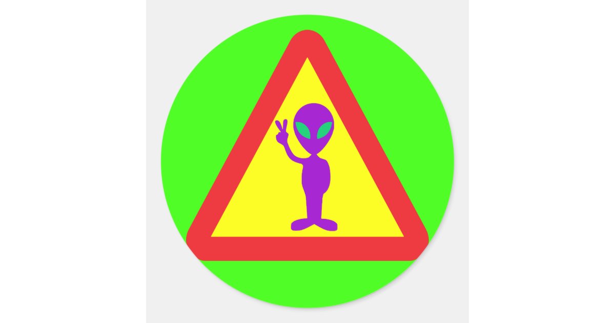 Alien Warning Classic Round Sticker | Zazzle