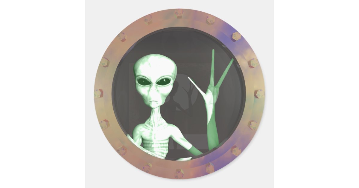 Alien window classic round sticker | Zazzle