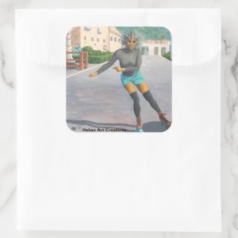 Alien Woman Roller Skating Fantasy Art Stickers | Zazzle