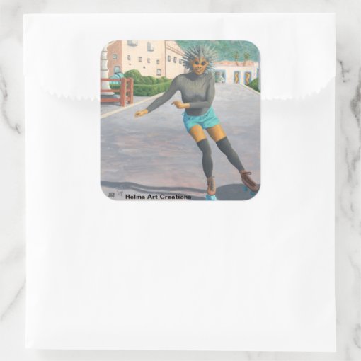 Alien Woman Roller Skating Fantasy Art Stickers | Zazzle
