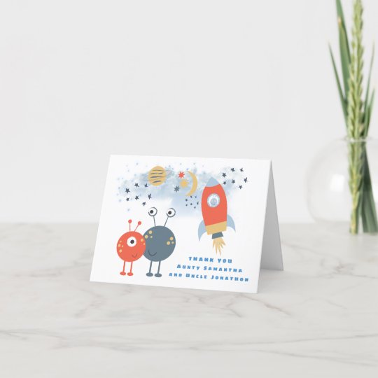 Aliens Birthday Thank You Recipient name Card | Zazzle.com