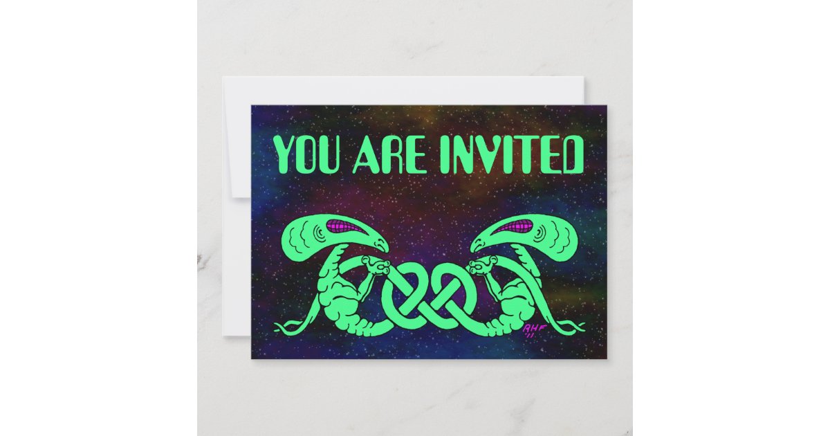 Aliens Entwined (Aliens and Celtic Knot) Invitation | Zazzle