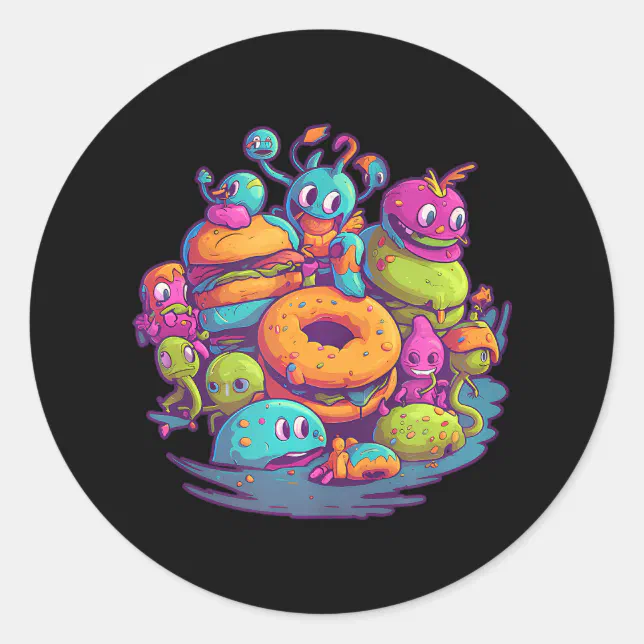 Aliens On And In Donuts Donut Alien Classic Round Sticker | Zazzle