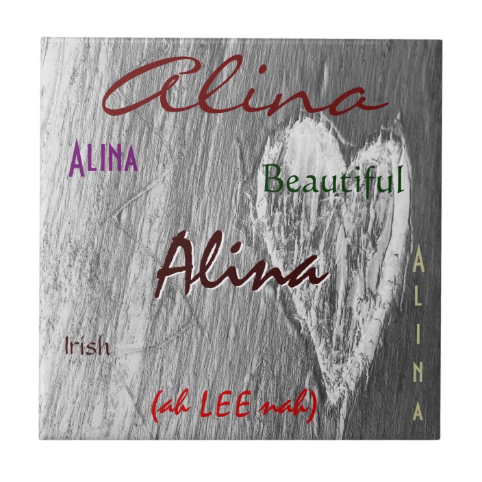 Alina Name Irish Meaning with Light Grey Heart Tile | Zazzle.com