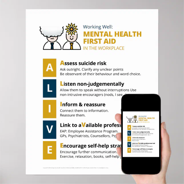 ALIVE Mental Health First Aid (Alt Design) Poster | Zazzle