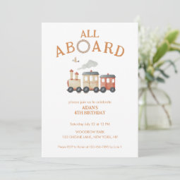 All Aboard Any Age Train Birthday Invitation | Zazzle