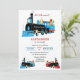 All Aboard Blue and Red Train Birthday Invitation | Zazzle