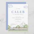 All Aboard Blue Train Birthday Invitation | Zazzle