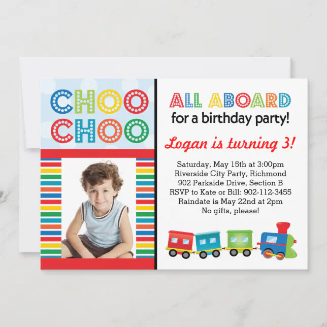 All Aboard Choo Choo Train Invitation | Zazzle
