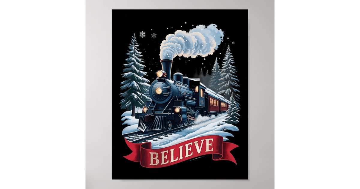 All Aboard Polar Express Christmas North Pole Xmas Poster | Zazzle