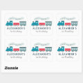 All Aboard Steam Train Blue Boy Birthday Square Sticker | Zazzle