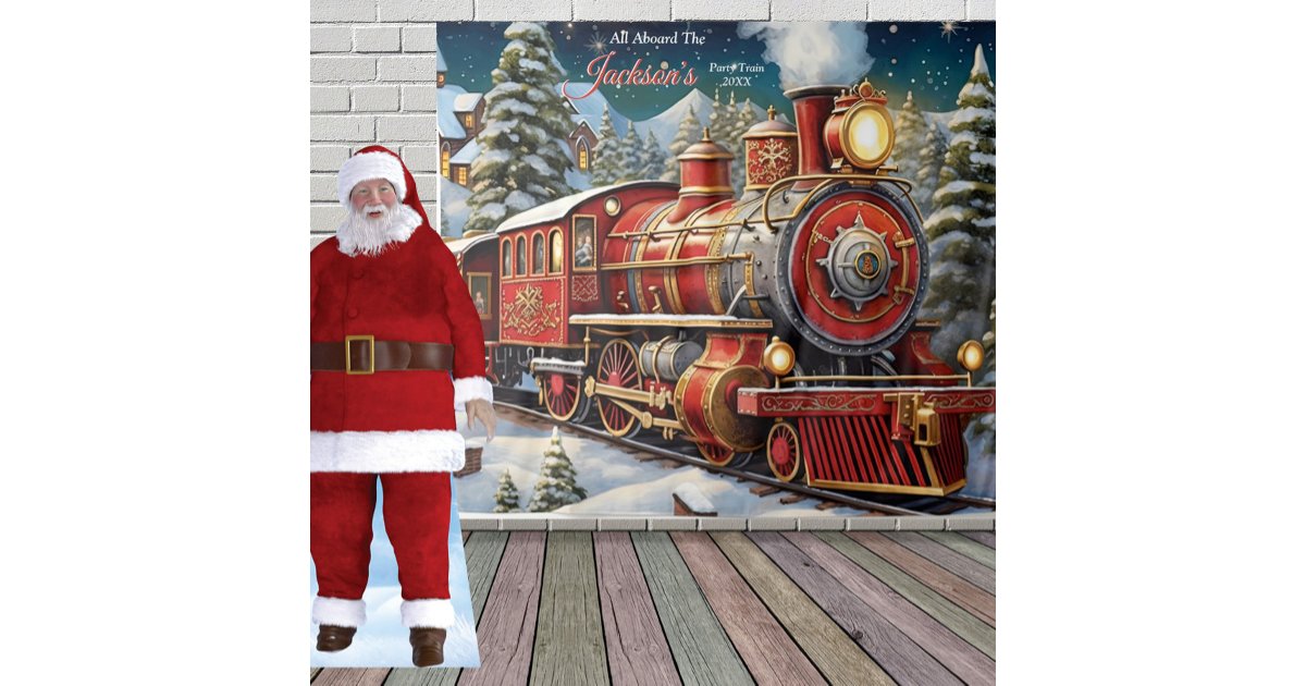 All Aboard The Christmas Train Backdrop | Zazzle