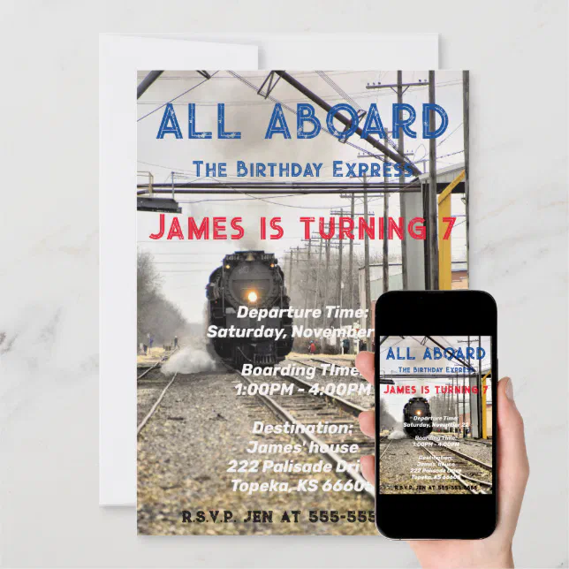 All Aboard Train Birthday Invitation | Zazzle
