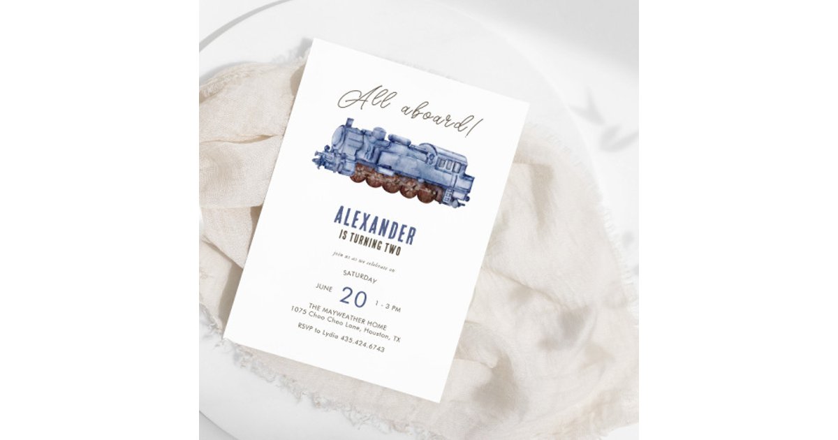 All Aboard! Train Kids Birthday Party Invitation | Zazzle