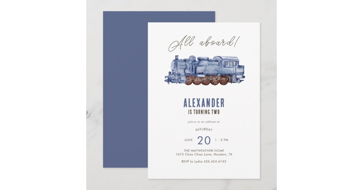 All Aboard! Train Kids Birthday Party Invitation | Zazzle