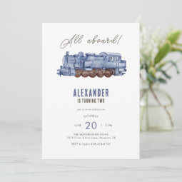 All Aboard! Train Kids Birthday Party Invitation | Zazzle