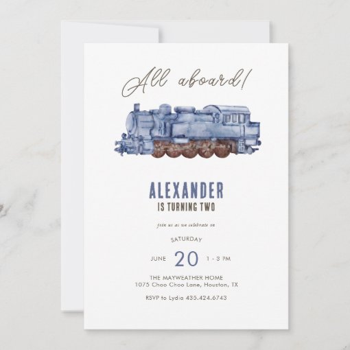 All Aboard! Train Kids Birthday Party Invitation | Zazzle