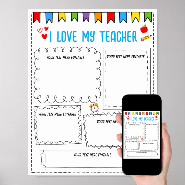 All about my teacher editable template poster | Zazzle