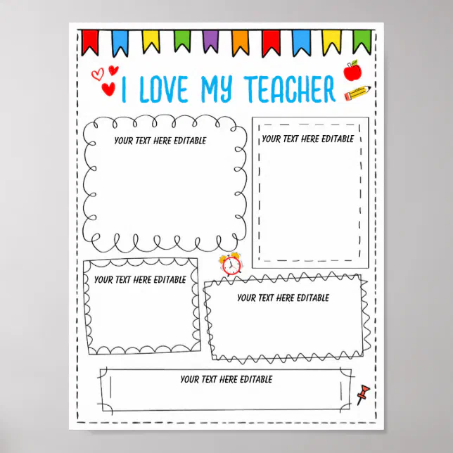 All about my teacher editable template poster | Zazzle