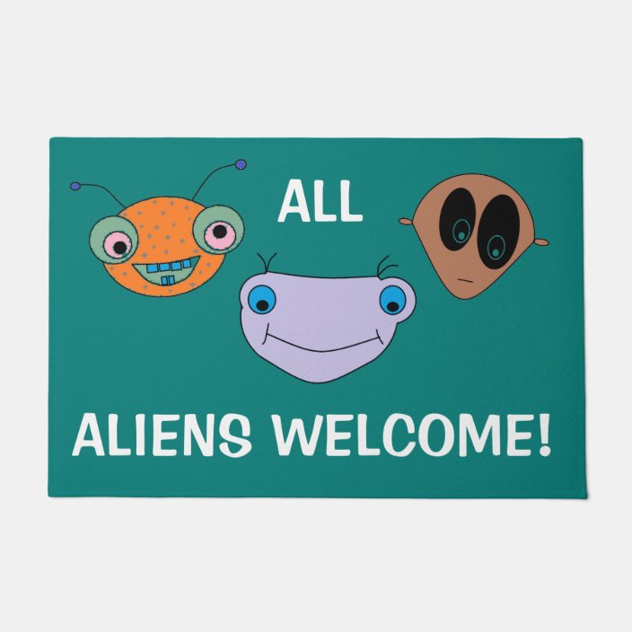 ALL ALIENS WELCOME Cute Aliens Design FUN Doormat | Zazzle.com