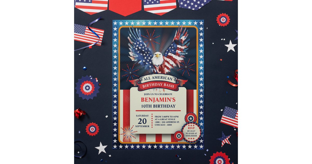 All American Birthday Party Invitation | Zazzle
