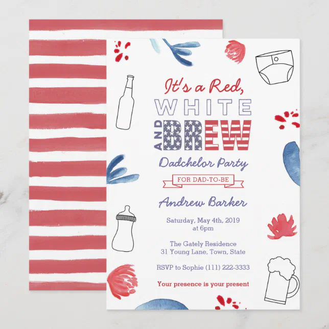 All-American Dadchelor Party or Daddy Baby Shower Invitation | Zazzle