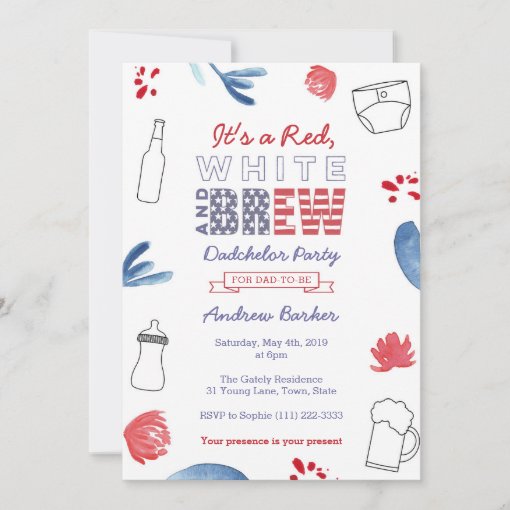 All-American Dadchelor Party or Daddy Baby Shower Invitation | Zazzle