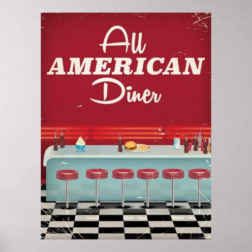 All American Diner Retro Poster | Zazzle