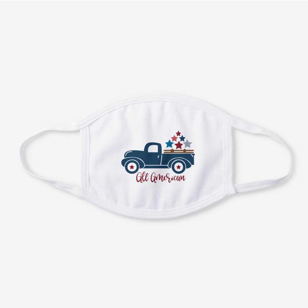 All American Truck White Cotton Face Mask | Zazzle