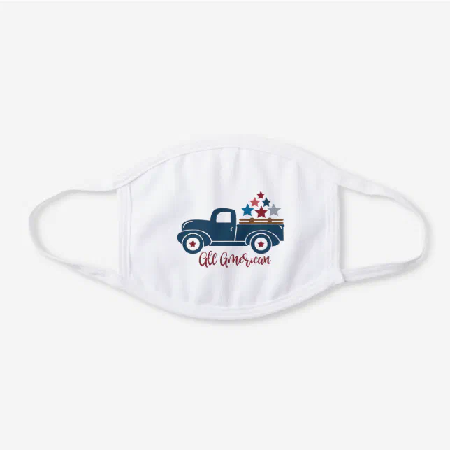 All American Truck White Cotton Face Mask | Zazzle