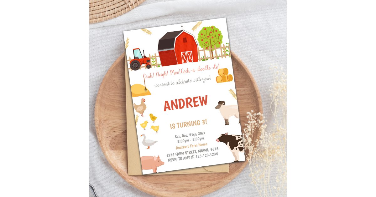 All Animals Farm Animals Birthday Invitations | Zazzle