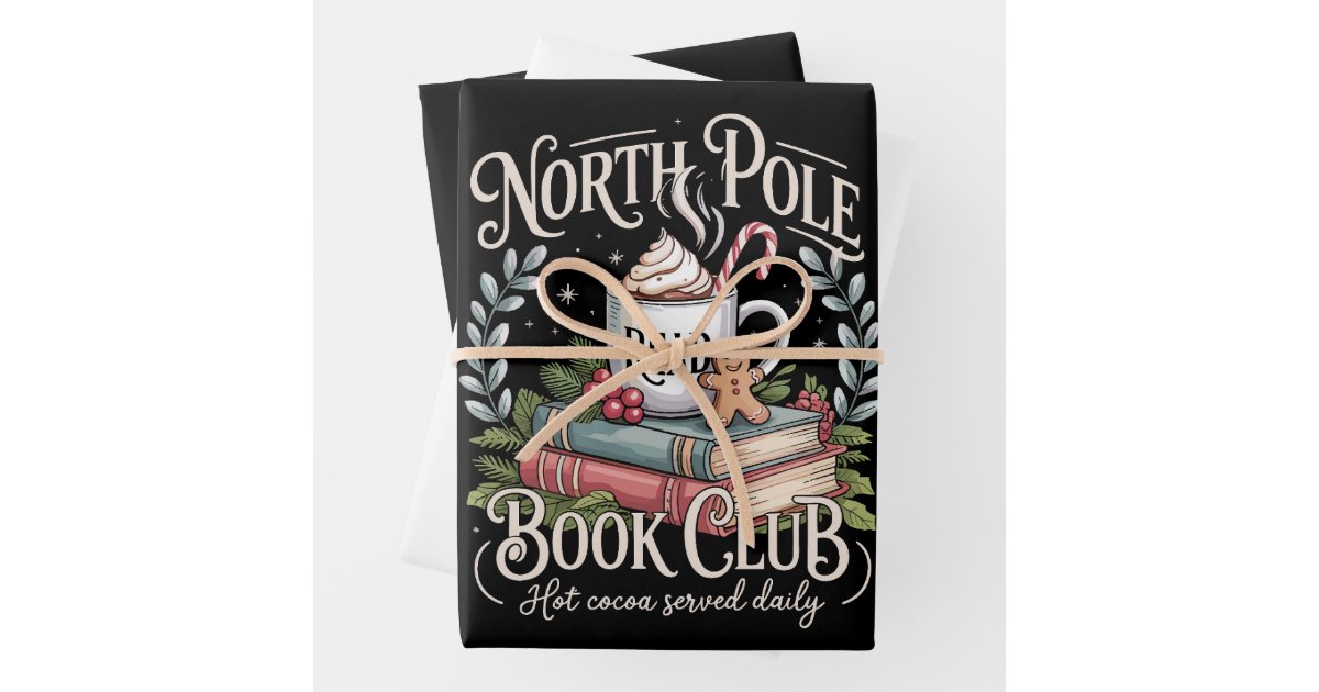All Booked for Christmas Coquette Xmas Book Club Wrapping Paper Sheets ...