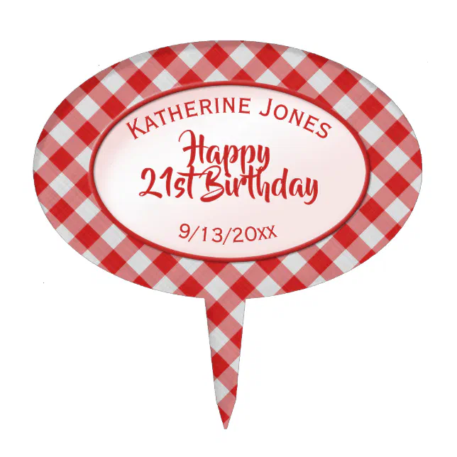 All Cake Events - Red Gingham Checks Pattern Cake Topper | Zazzle