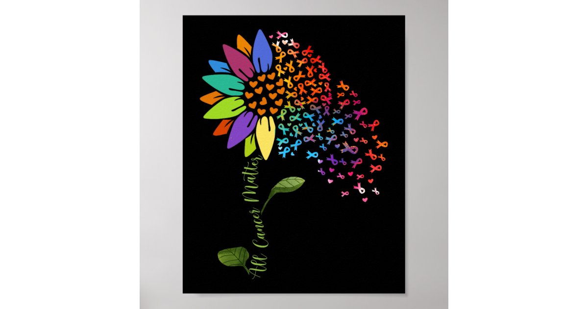 All Cancer Matters Awareness Day Sunflower Ribbon Poster | Zazzle