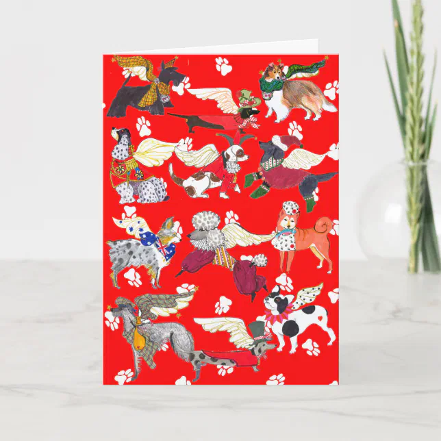 "All Dogs Are Angels" Holiday Card | Zazzle