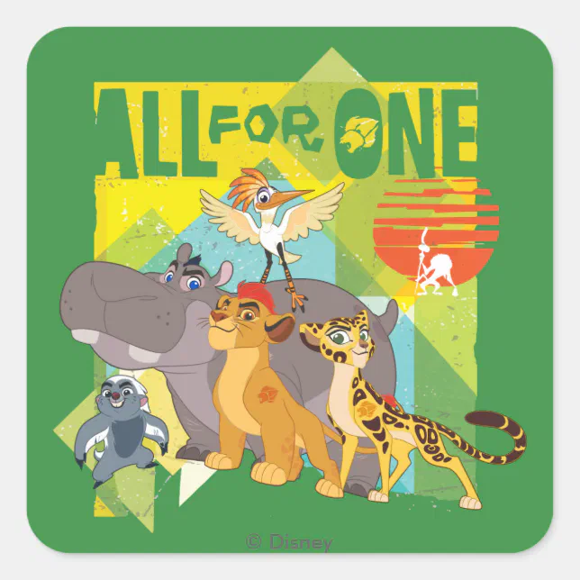 All For One Lion Guard Graphic Square Sticker | Zazzle