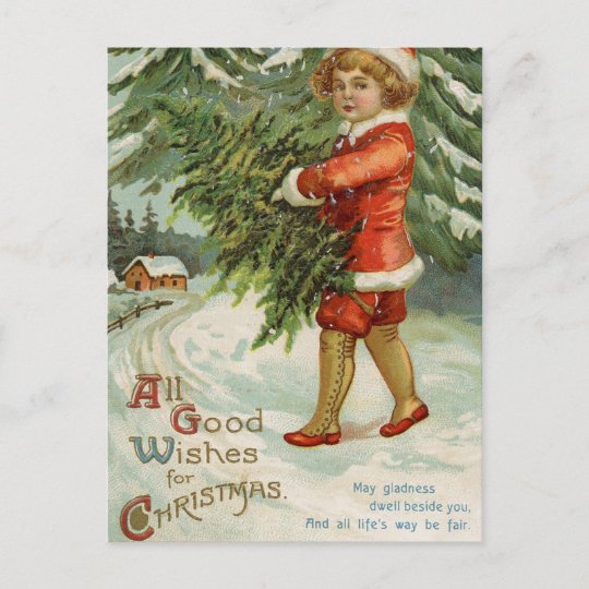 All Good Wishes For Christmas - Vintage Postcard | Zazzle.com