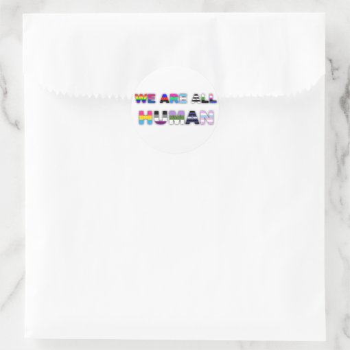 All Human White Classic Round Sticker | Zazzle