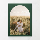 All-in-1 Green Pampas Grass Peach Wedding PHOTO Tri-Fold Invitation ...