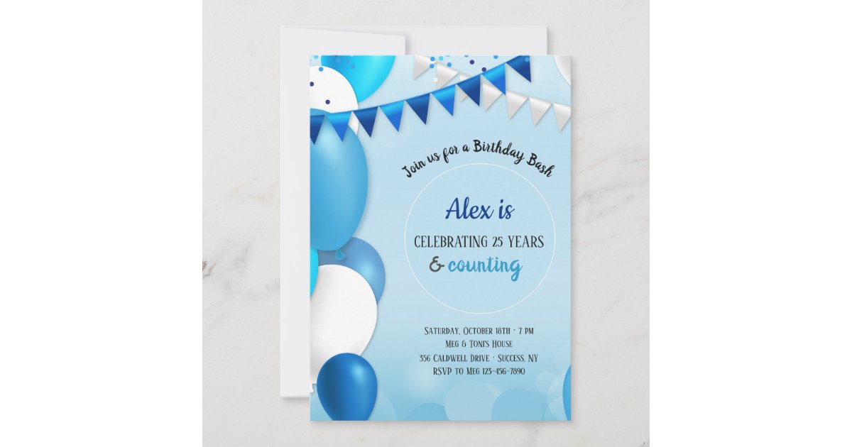 All in Blue Birthday Invitation | Zazzle