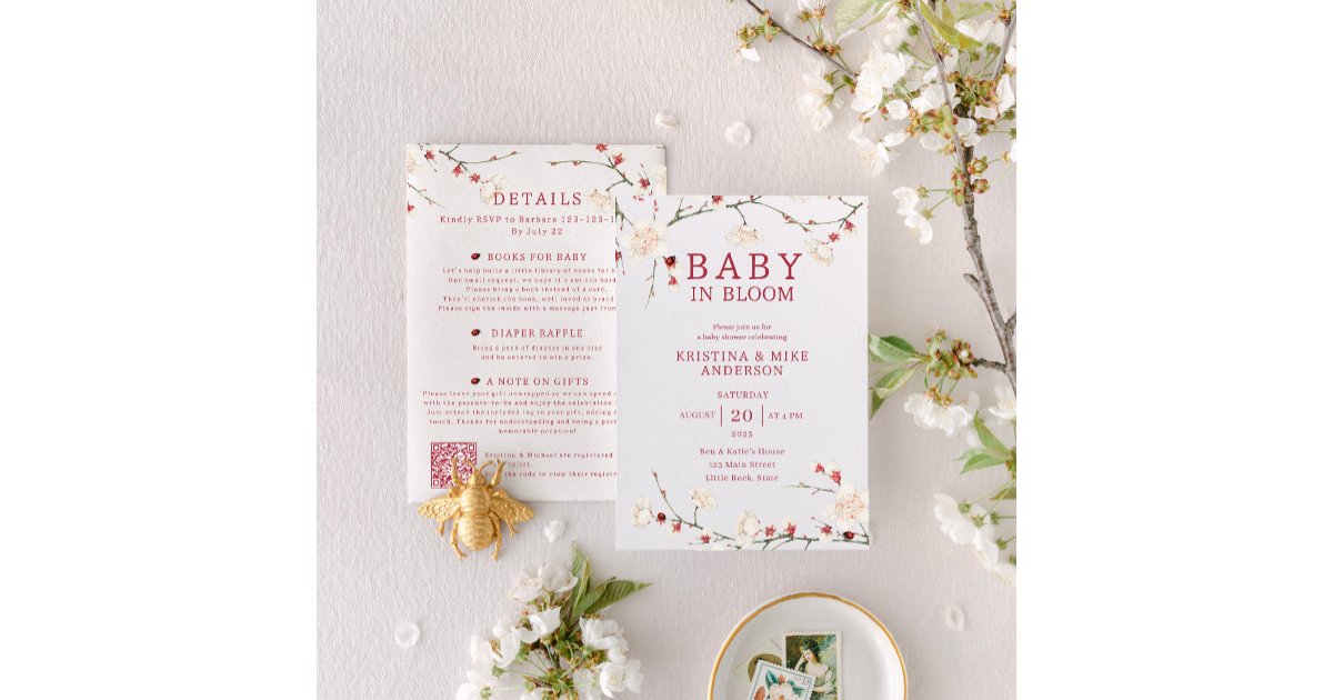 All in One Baby in Bloom QR Code Shower Invitation | Zazzle