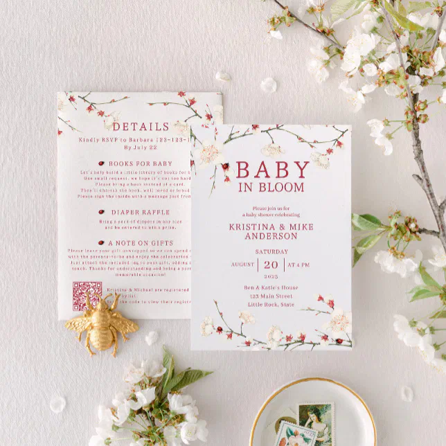 All in One Baby in Bloom QR Code Shower Invitation | Zazzle