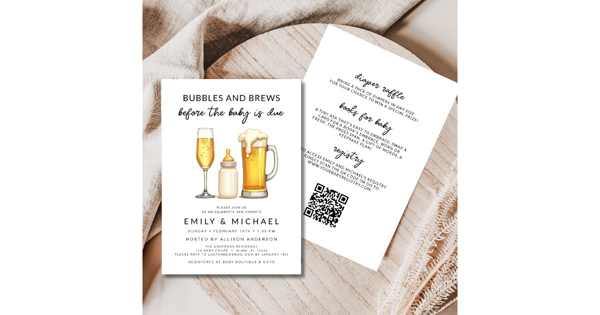All in One Bubbles & Brews Before Baby is Due Invitation | Zazzle